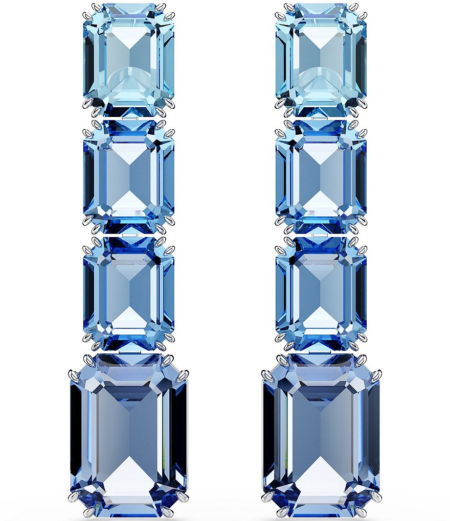 Swarovski Millenia Octagon Cut Blue Drop Earrings | Dillard's