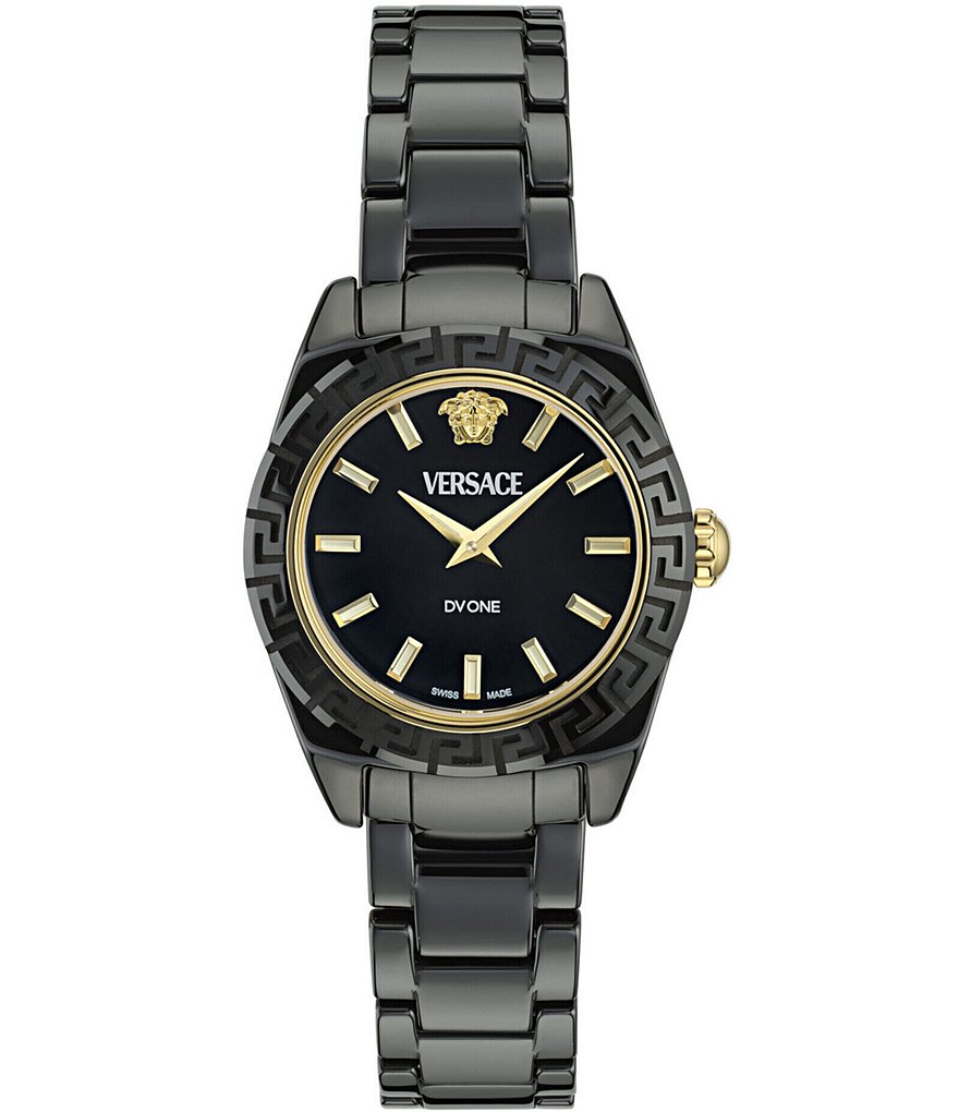 Versace Women's DV One Mini Analog Solid Black Toned Ceramic Bracelet ...