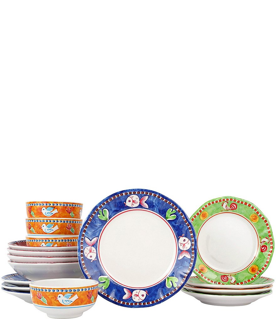 VIETRI Melamine Campagna Assorted 16-Piece Place Setting | Dillard's