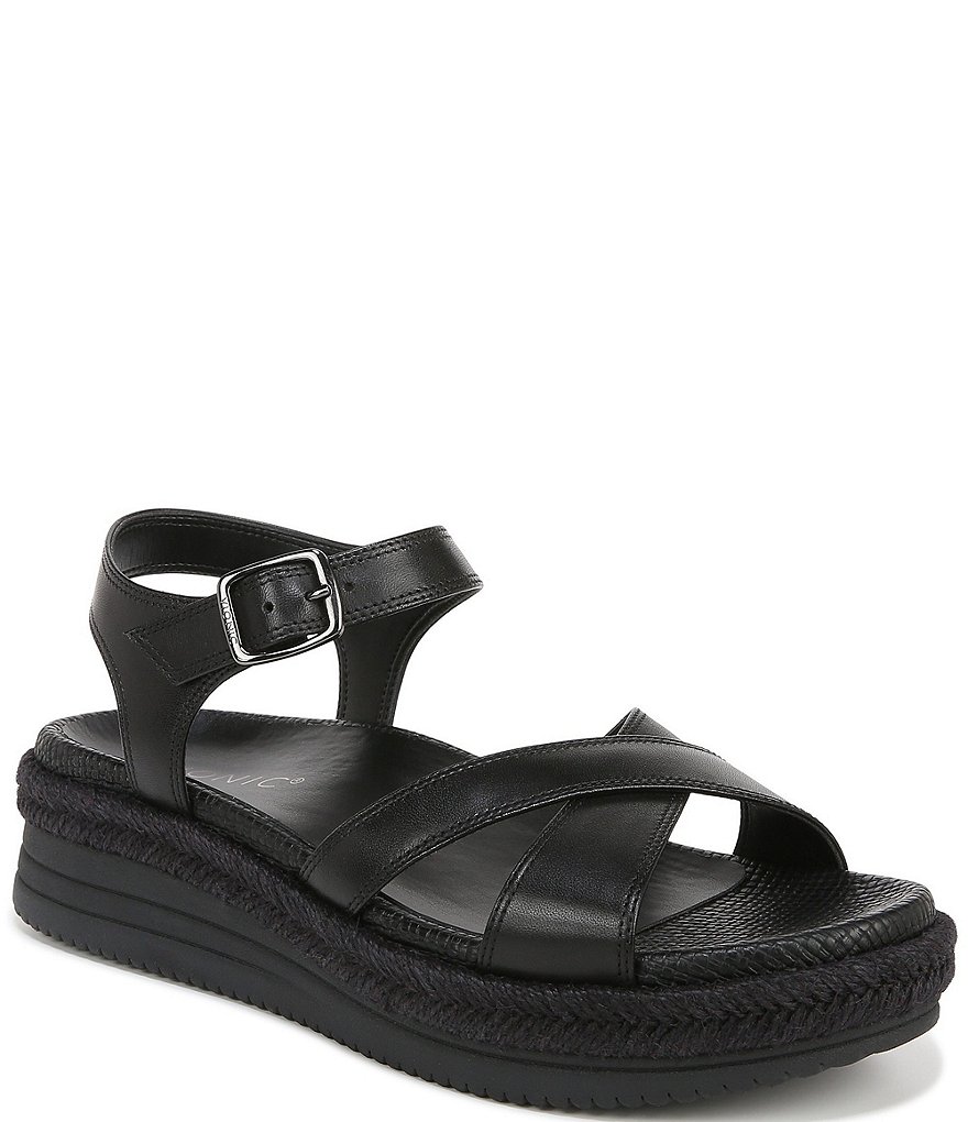 Vionic Mar Leather Cross Banded Platform Sandals | Dillard's
