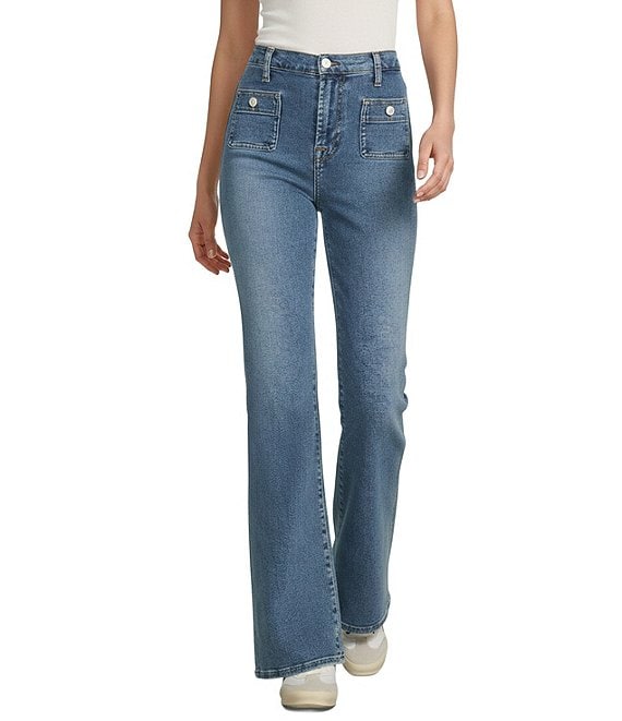 7 For All Mankind Modern Dojo Tailorless High Rise Flare Leg Jeans ...