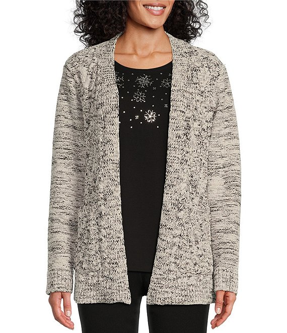 Allison Daley Long Sleeve Open Front Patch Pocket Cardigan | Dillard's
