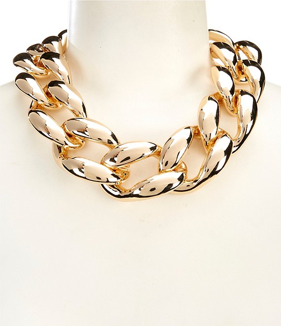 Anna Ava Large Curb Link Chunky Chain Statement Collar Necklace