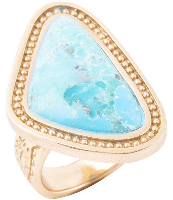 Barse Blue Turquoise Triangle Golden Statement Ring | Dillard's