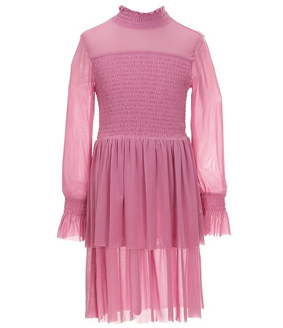 Chelsea And Violet Big Girls 7 16 Long Sleeve Mock Neck Smocked Dress