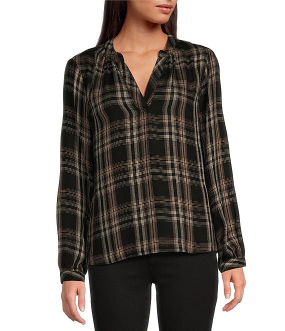 Cloth & Stone Split V-Neck Raglan Long Sleeve Pullover Top | Dillard's