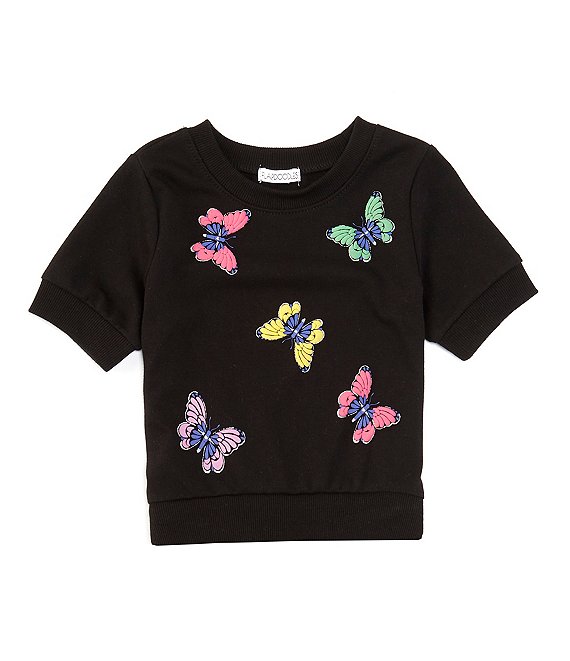 Flapdoodles Little Girls 2T-6X Short-Sleeve Glitter-Accented Butterfly ... Flapdoodles Little Girls 2T-6X Short-Sleeve Glitter-Accented Butterfly ...