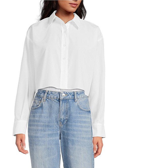 Gianni Bini Evelyn Long Sleeve Button Front Cotton Blend Blouse | Dillard's