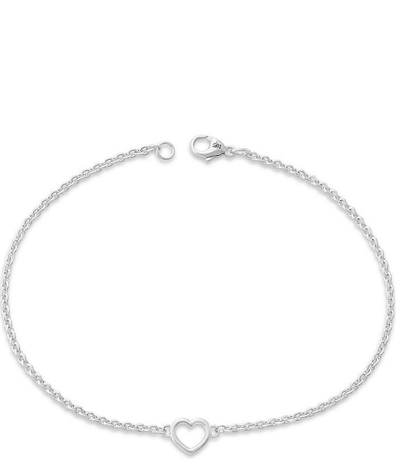 James Avery Heart Station Charm Anklet in Sterling Silver 10 Inches