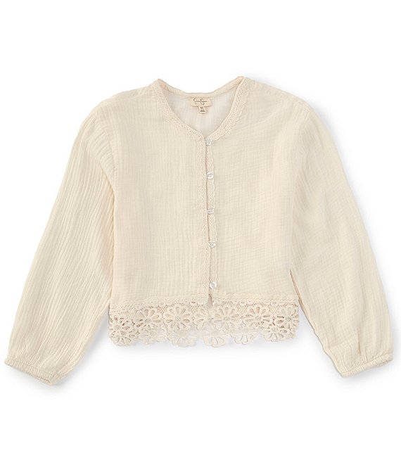Jessica Simpson Big Girls 7 16 Long Sleeve Double Face Gauze Pucker
