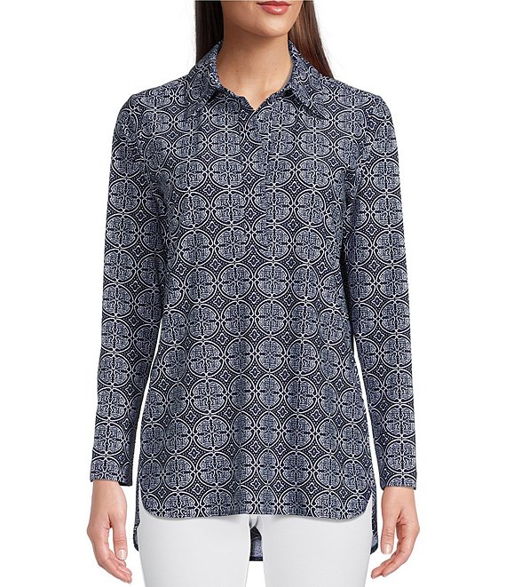 Jude Connally Hadley Batik Medallion Print Jude Cloth Knit Point Collar
