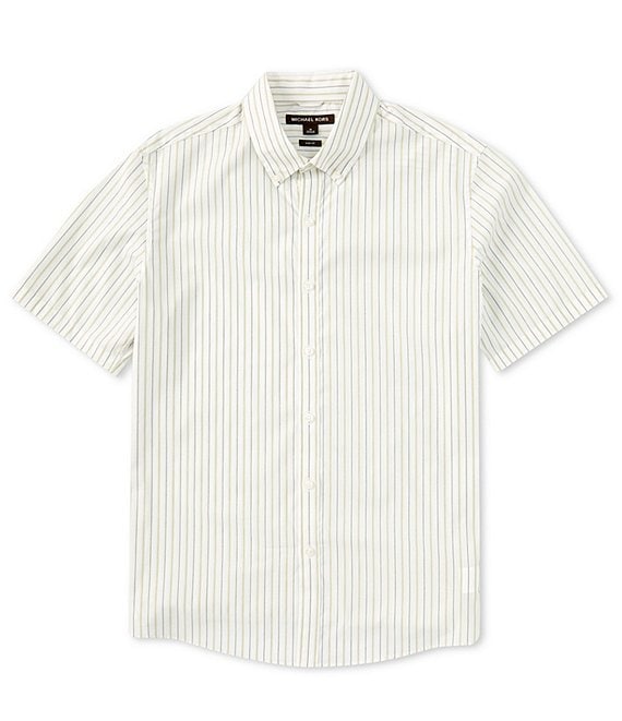 Michael Kors Slim Fit Stretch Grid Stripe Short Sleeve Woven Shirt Dillard s