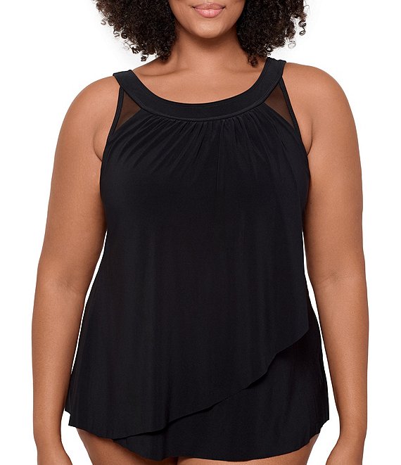 Miraclesuit Plus Size Solid Illusionists Scoop Neck Underwire Tankini ...