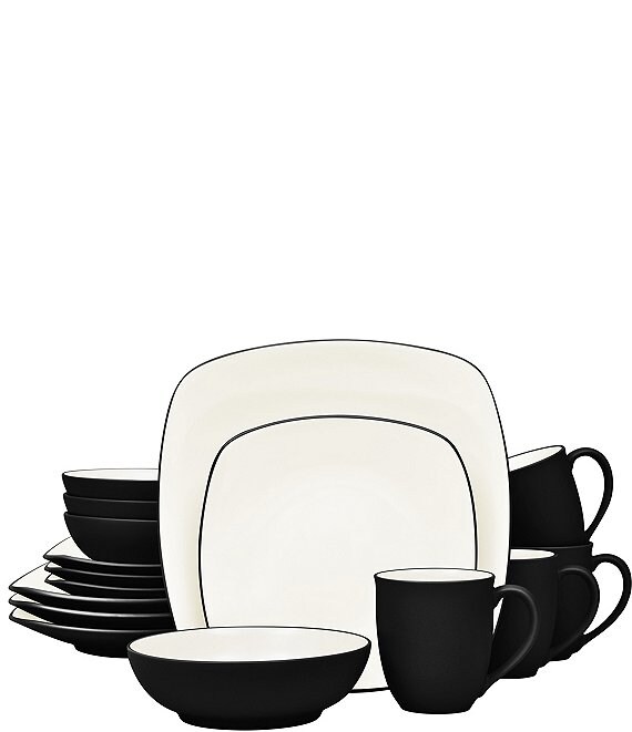 Noritake Colorwave Graphite Collection 16-Piece Square Set, Service For ... Noritake Colorwave Graphite Collection 16-Piece Square Set, Service For ...