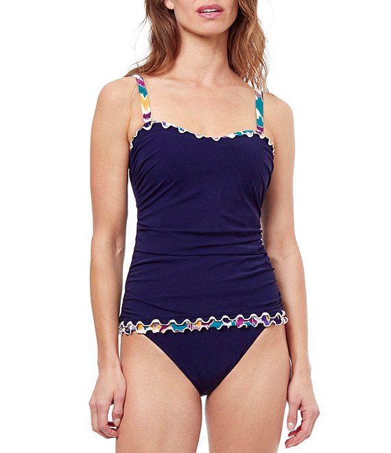 Profile By Gottex Echo Bra Sized D Cup Contrast Lattice Edge Tummy