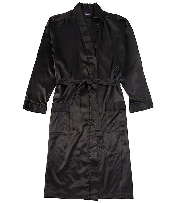 Roundtree & Yorke Long Sleeve Solid Charmeuse Kimono Robe | Dillard's