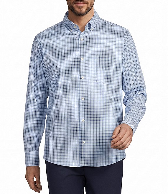 Roundtree & Yorke Performance Twill Medium Plaid Sport Shirt | Dillard's