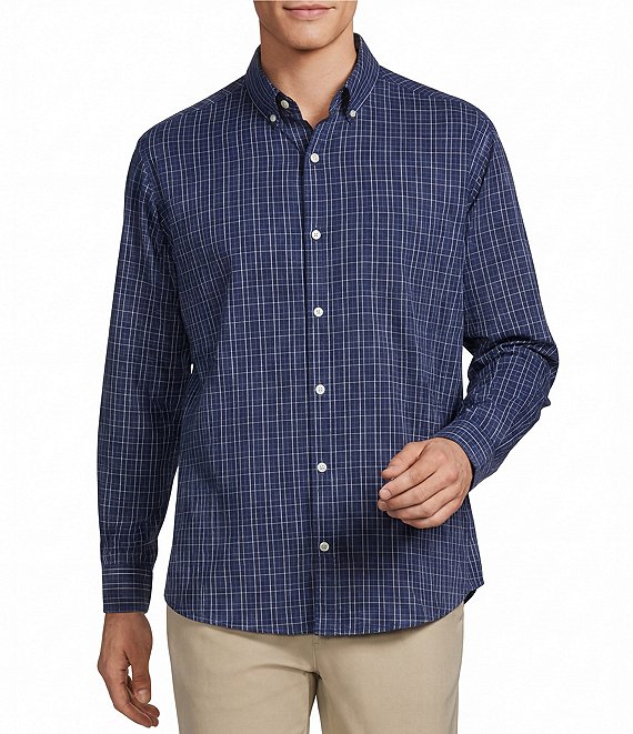 Roundtree & Yorke Performance Twill Small Plaid Sport Shirt | Dillard's