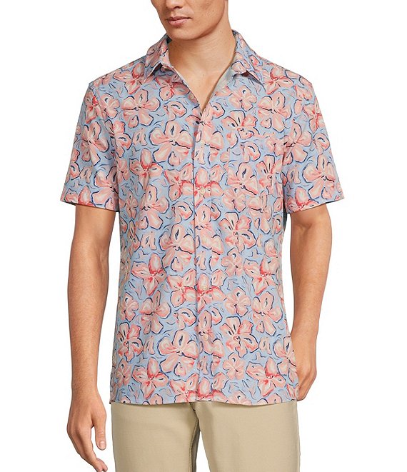 Rowm Rec Relax Short Sleeve Performance Abstract Floral Print Shirt