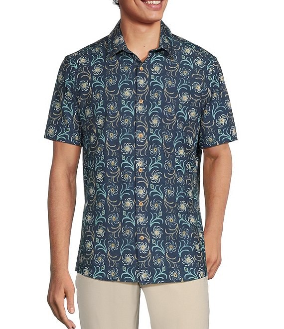 Rowm Tourister Rec And Relax Short Sleeve Swirl Print Shirt Dillards