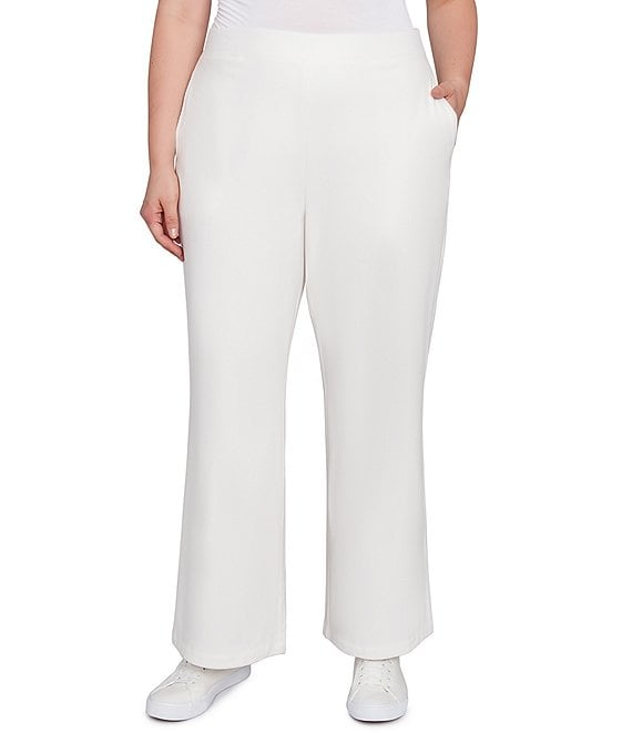 Ruby Rd. Plus Size Luxe Rib Straight Leg Pull-On Pants | Dillard's