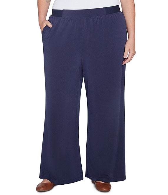 Ruby Rd. Plus Size Solid Crepe Wide Leg Pull-On Pants | Dillard's Ruby Rd. Plus Size Solid Crepe Wide Leg Pull-On Pants | Dillard's
