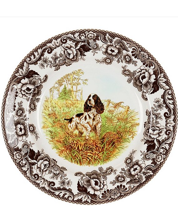 Spode Festive Fall Collection Woodland Hunting Dogs Spaniel Salad Plate ...