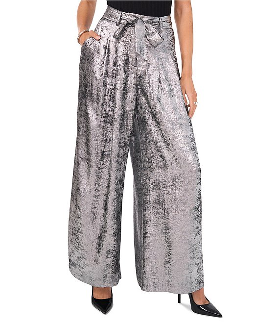 Vince Camuto Metallic Pleated Wide-Leg Belted Trouser | Dillard's Vince Camuto Metallic Pleated Wide-Leg Belted Trouser | Dillard's