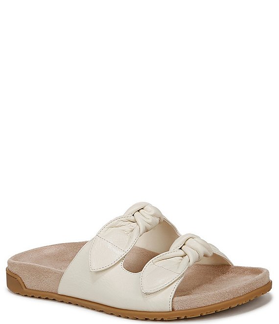 Vionic Elara Leather Knotted Detail Slide Sandals | Dillard's