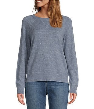 L.L.Bean Organic Cotton Slub Knit Stripe Print Crew Neck L.L.Bean Organic Cotton Slub Knit Stripe Print Crew Neck