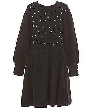 Rare Editions Big Girls 7-16 Rib-Knit Long-Sleeve Pearl Rare Editions Big Girls 7-16 Rib-Knit Long-Sleeve Pearl