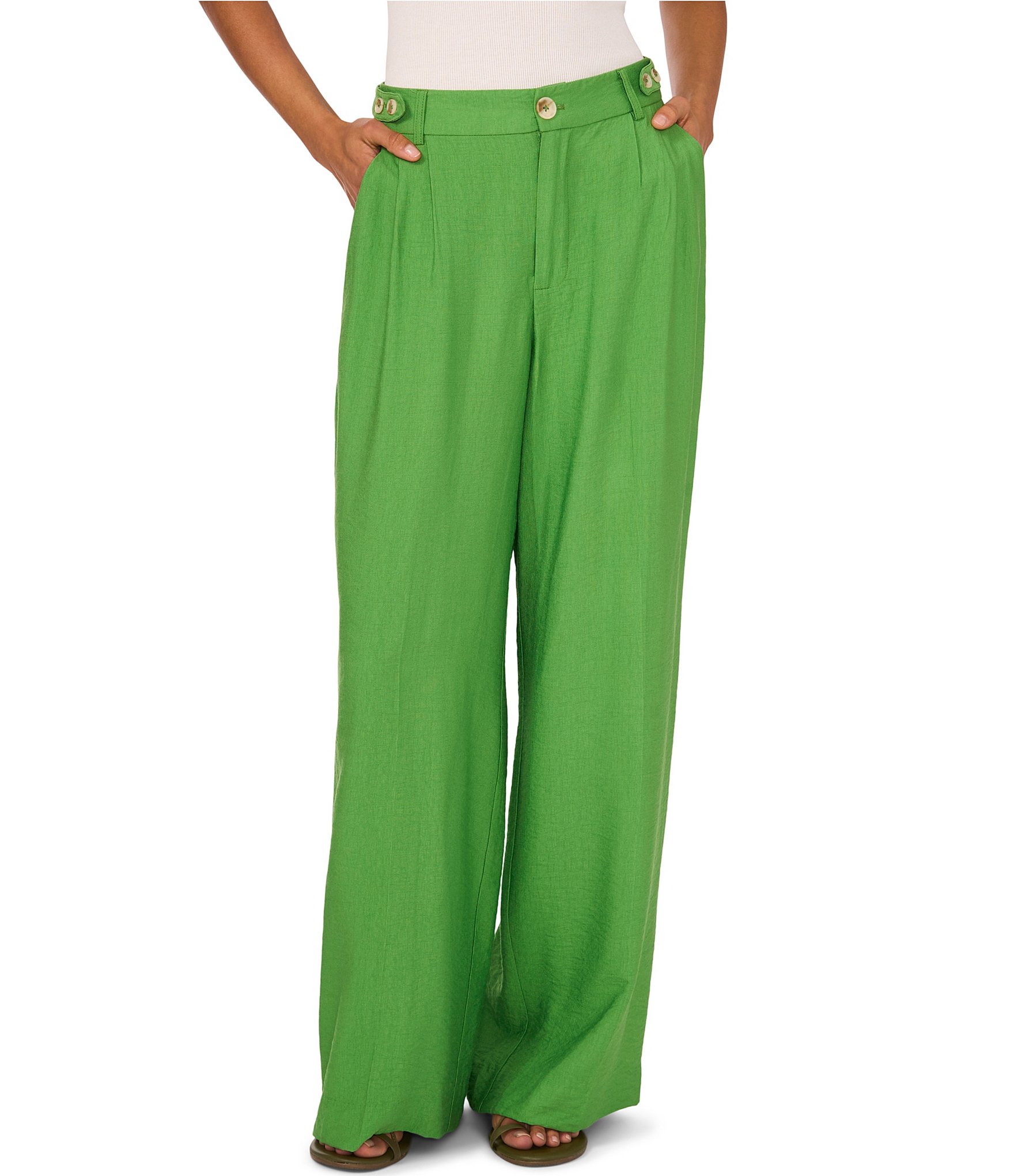 1. STATE Rumple Twill Button Detail Coordinating Wide Leg Pants | Dillard's