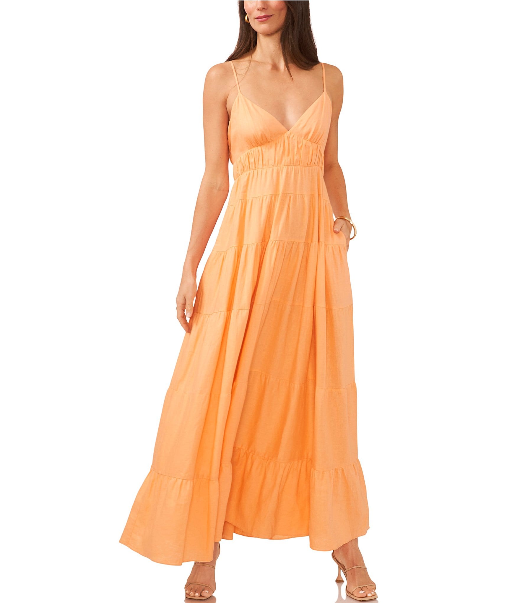 1 State V Neck Sleeveless Maxi Dress Dillards