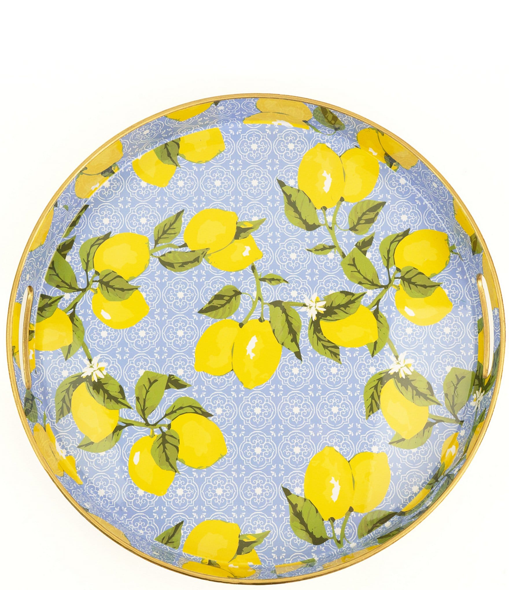 8 Oak Lane Lemon Round Tray | Dillard's