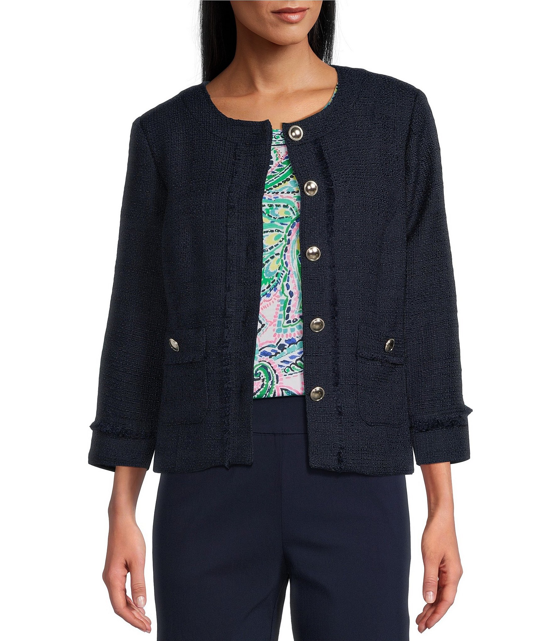 Allison Daley Long Sleeve Full Front Button Lined Jacket | Dillard's