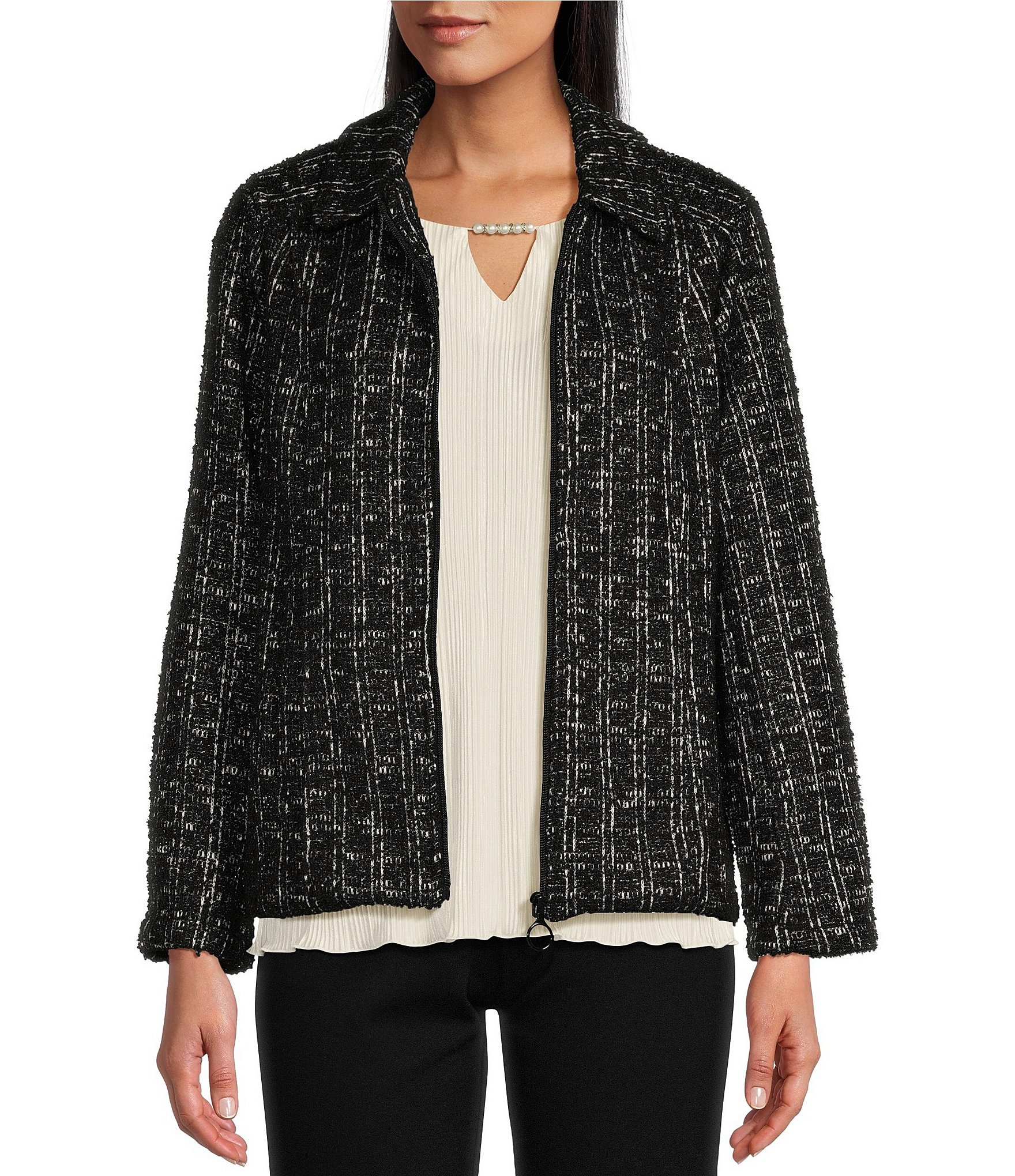 Allison Daley Long Sleeve Full Front Zip Front Lined Jacket | Dillard's