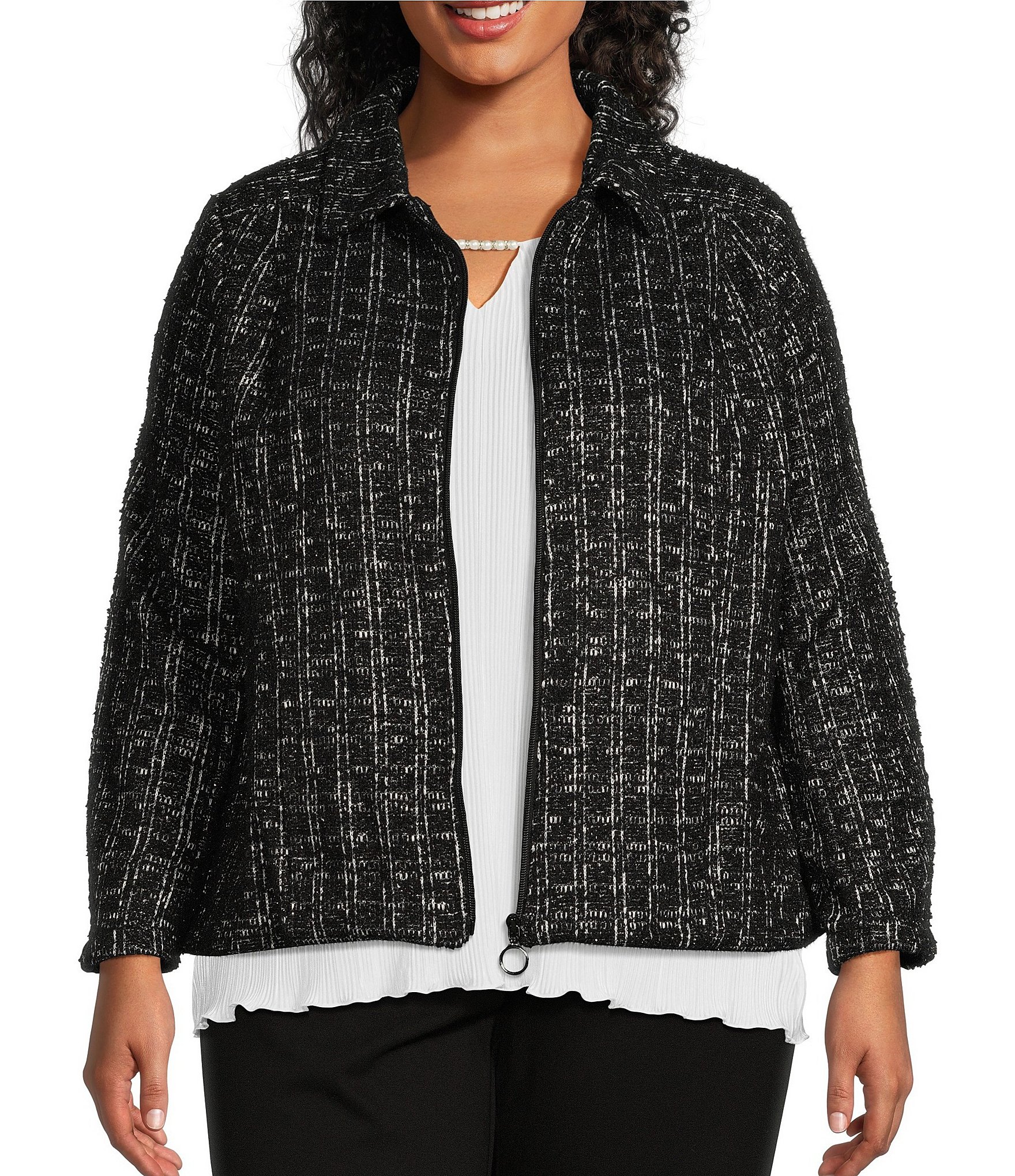 Allison Daley Plus Size Long Sleeve Full Front Zip Front Lined Jacket ... Allison Daley Plus Size Long Sleeve Full Front Zip Front Lined Jacket ...