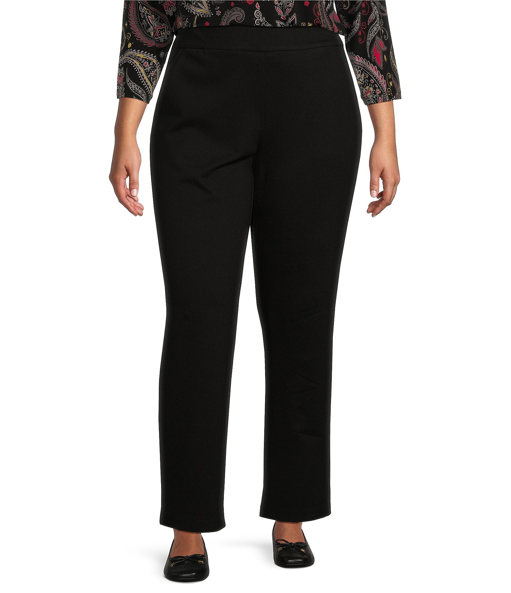 Allison Daley Plus Size Pull-On Straight Leg Ponte Pants | Dillard's