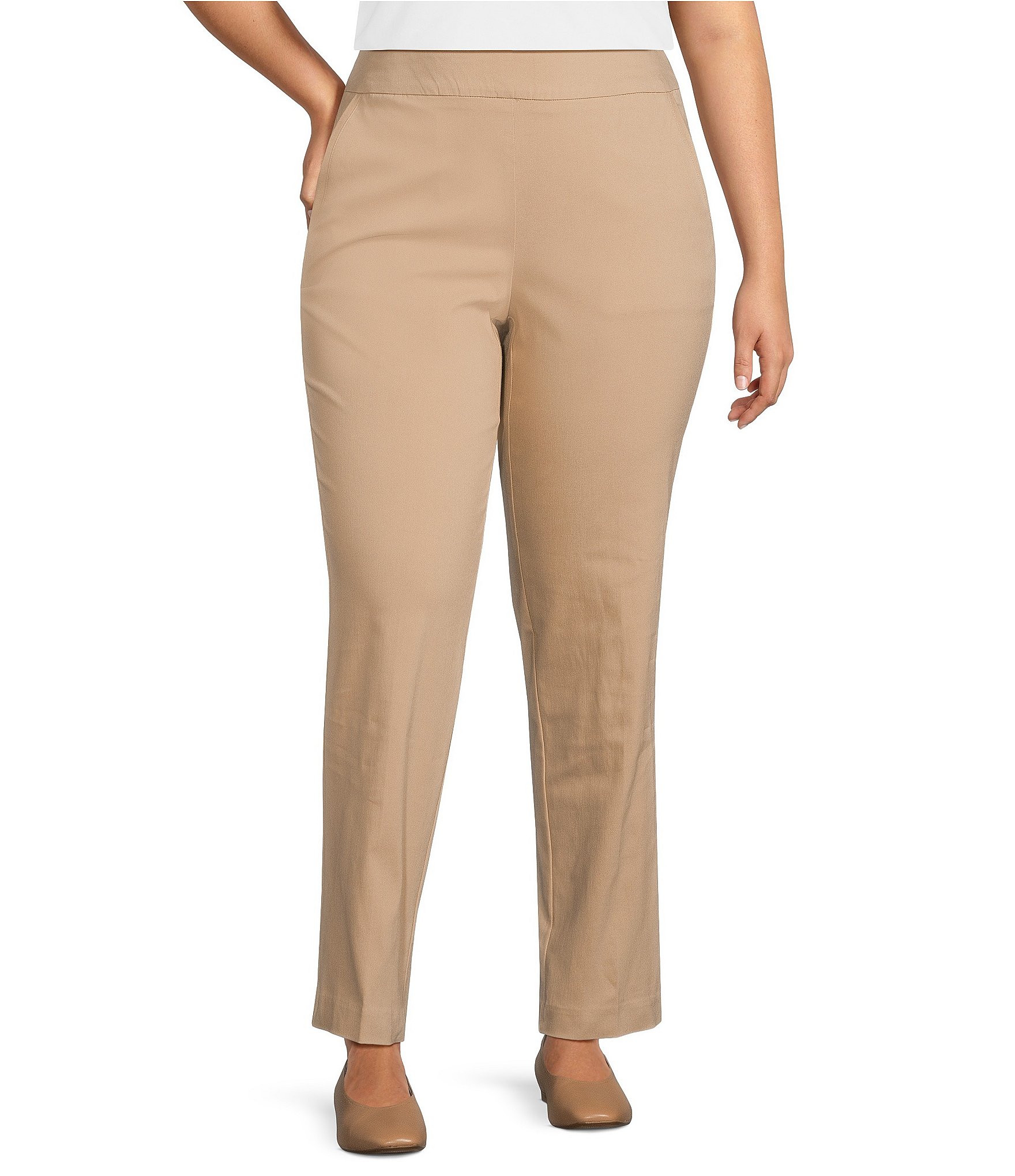 Allison Daley Plus Size Stretch Pull-On Straight Leg Pants | Dillard's