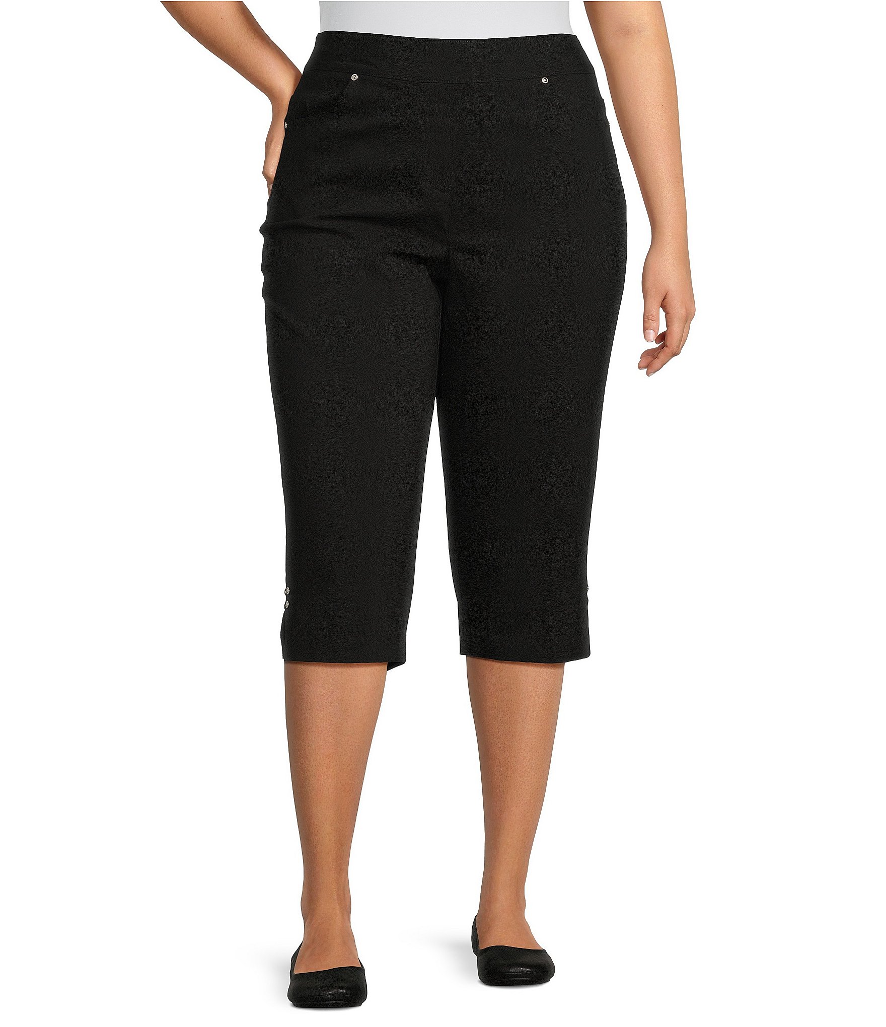 Allison Daley Plus Size Tech Stretch Pull-On Skimmer Capri Pants ...