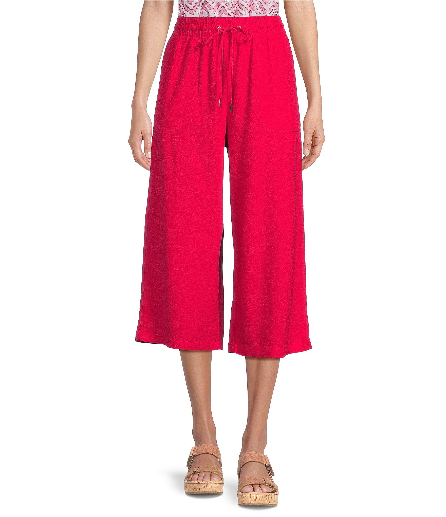 Allison Daley Pomegranate Linen Blend Pull-On Capri Pants | Dillard's