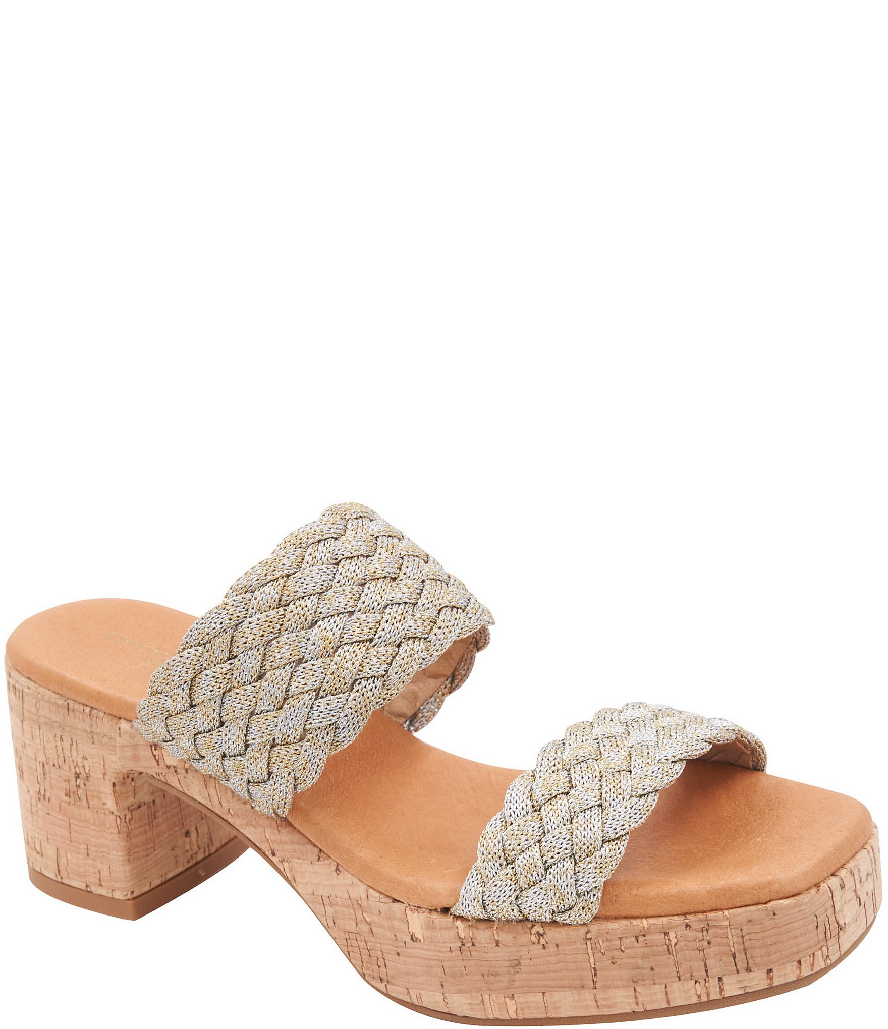 Andre Assous Cairo Metallic Fabric Platform Block Heel Slide Sandals | Dillard's