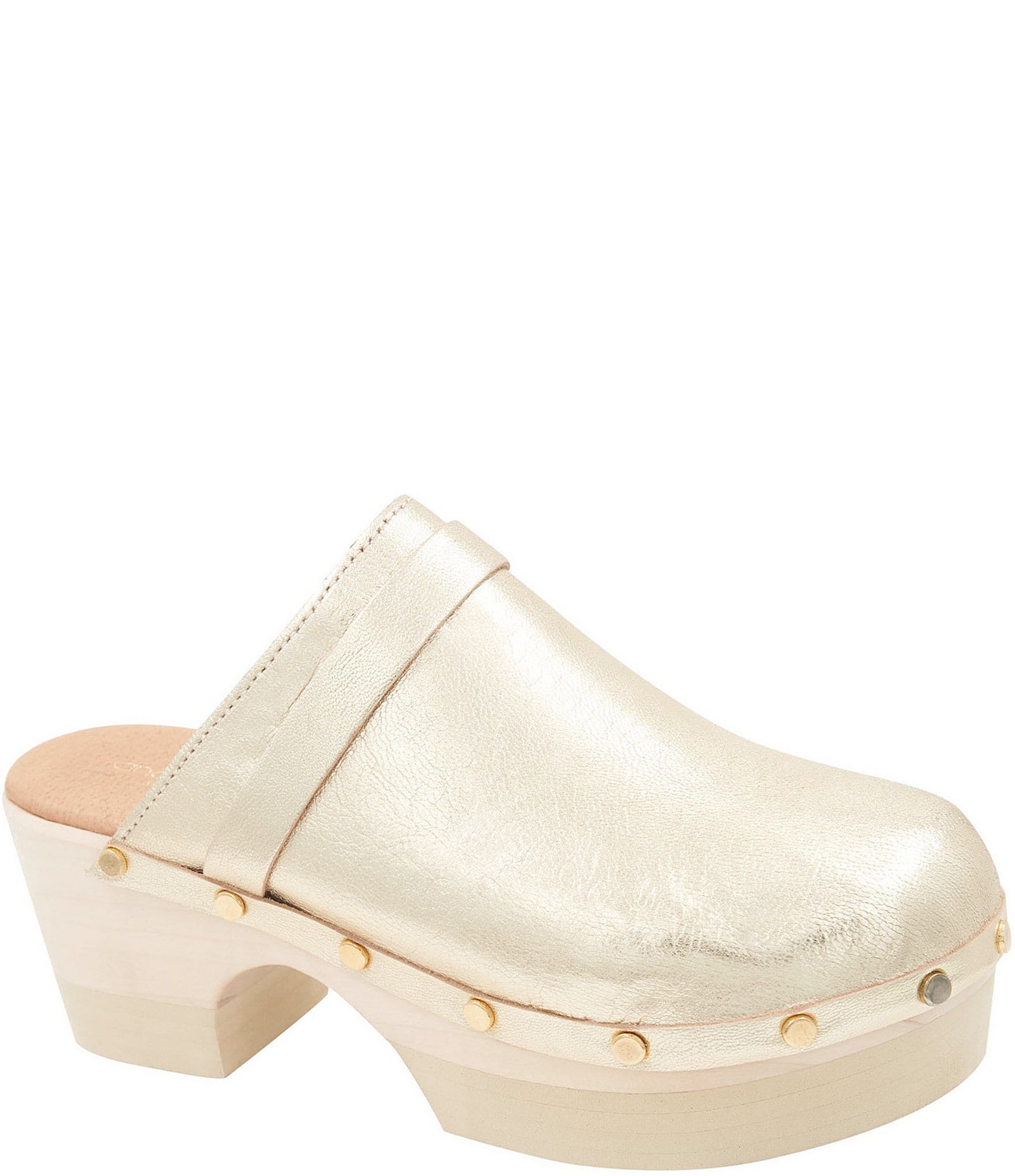 Andre Assous Olivia Metallic Crackle Leather Mule Platform Clogs ...