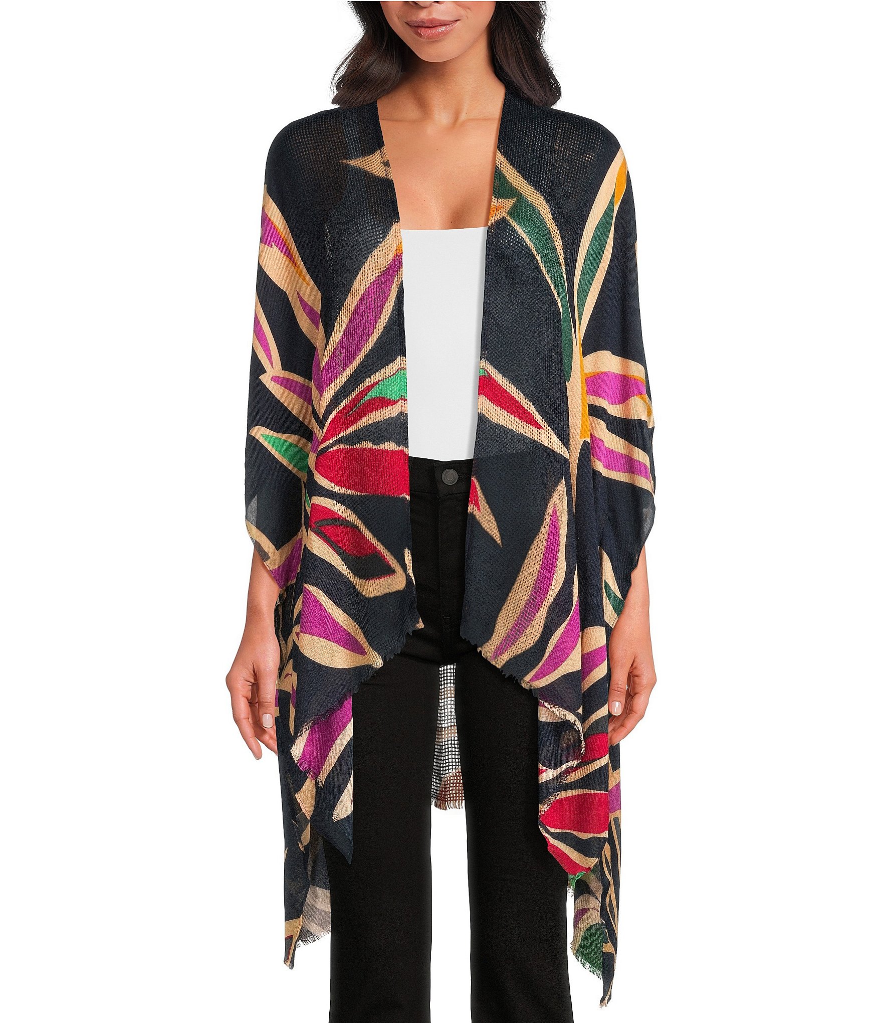 Anna & Ava Multi Tropical Palm Print Kimono | Dillard's