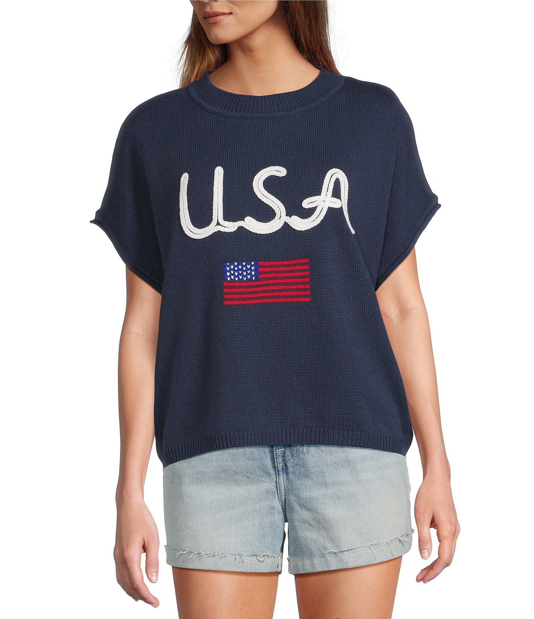 Anna & Ava U.S.A Script Cropped Pullover | Dillard's
