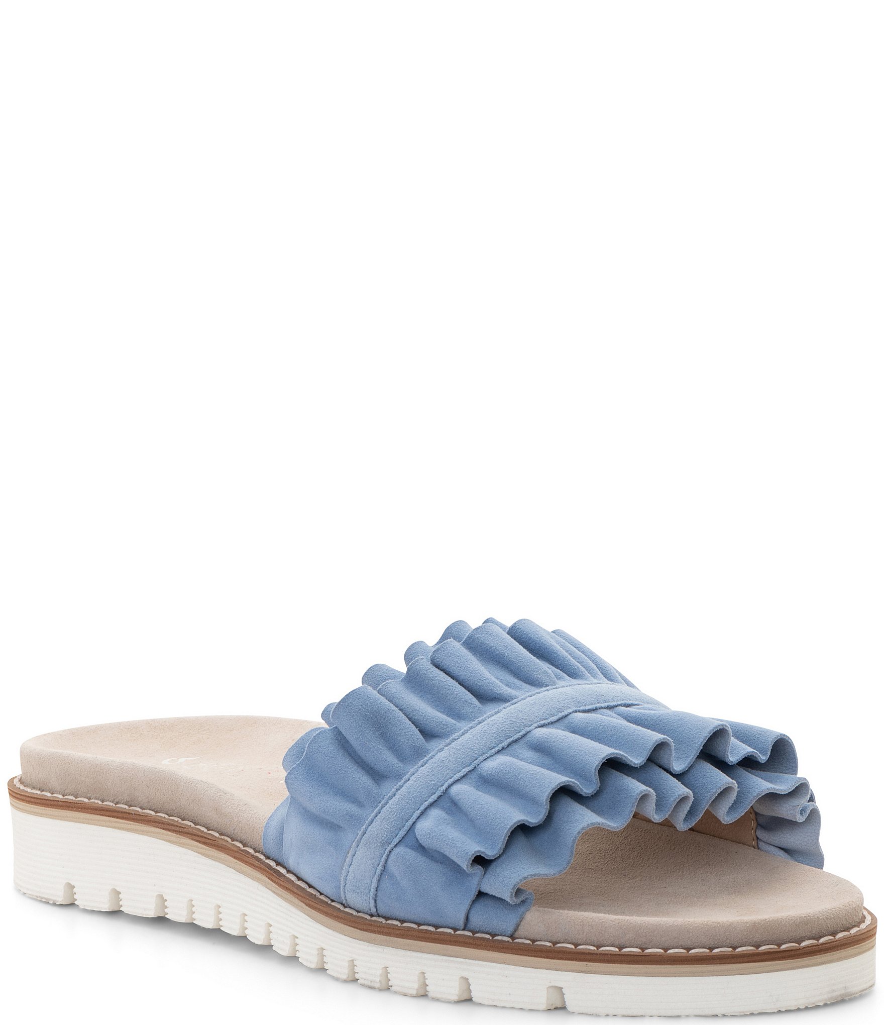 ara Keyes Suede Ruffle Slide Sandals | Dillard's