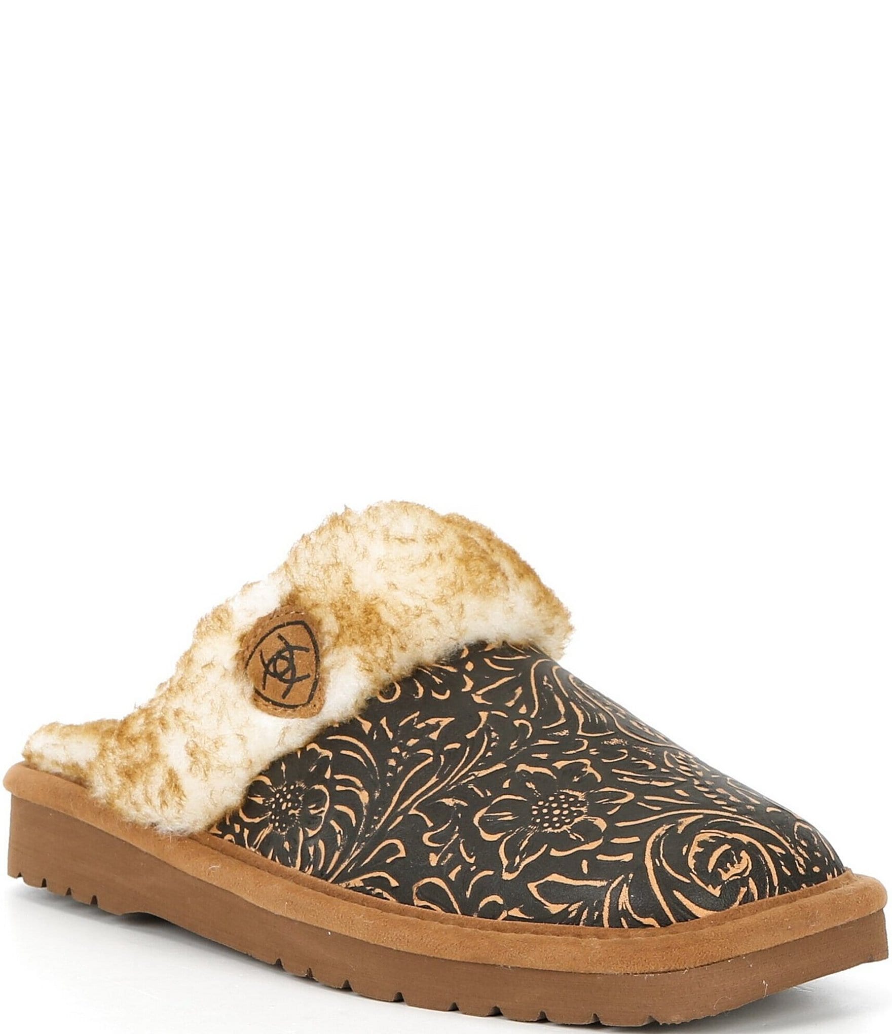 Ariat Jackie Embossed Leather Square Toe Slippers | Dillard's