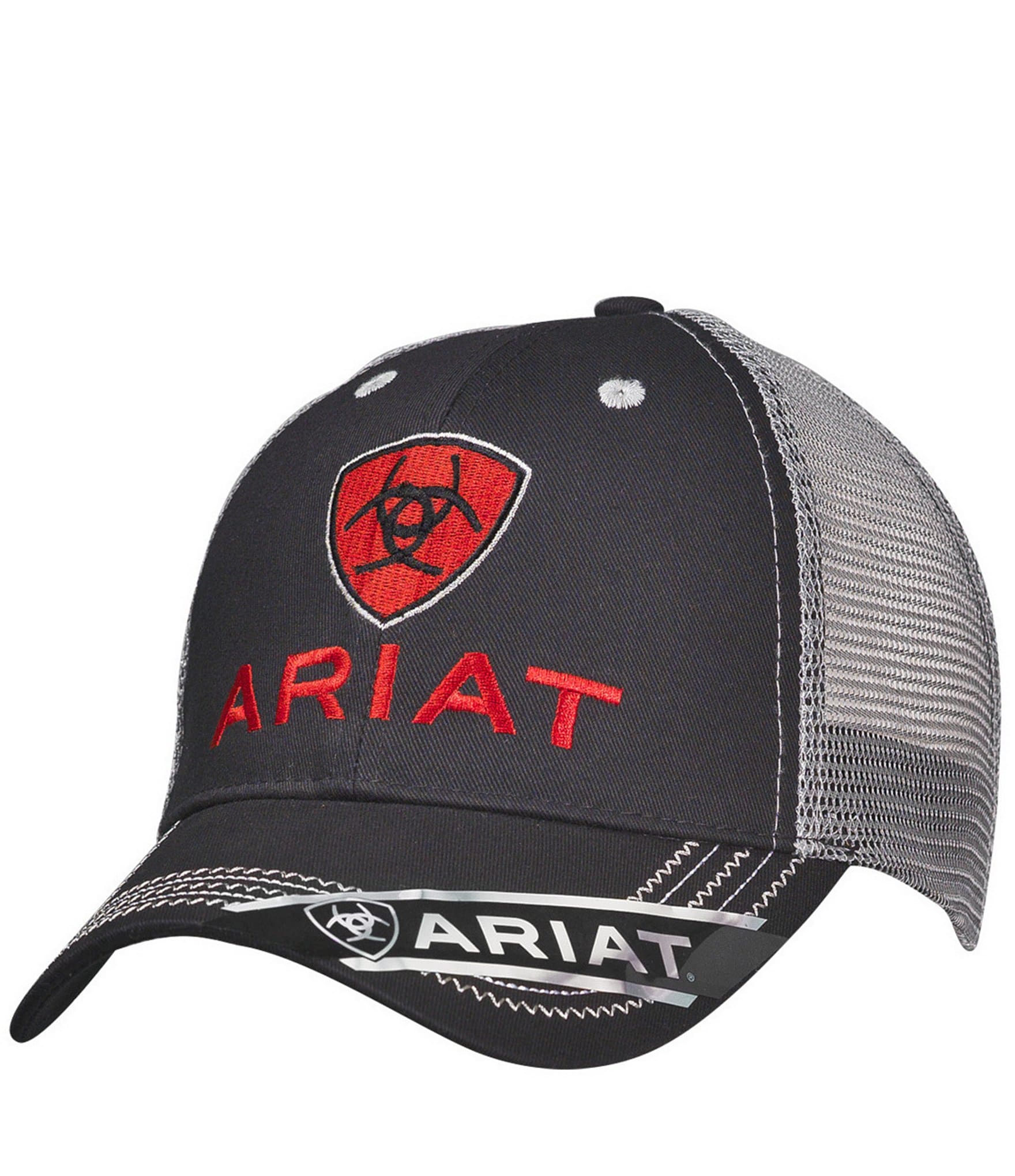 Ariat Red Shield Embroidered Logo Mesh Velcro Back Hat | Dillard's