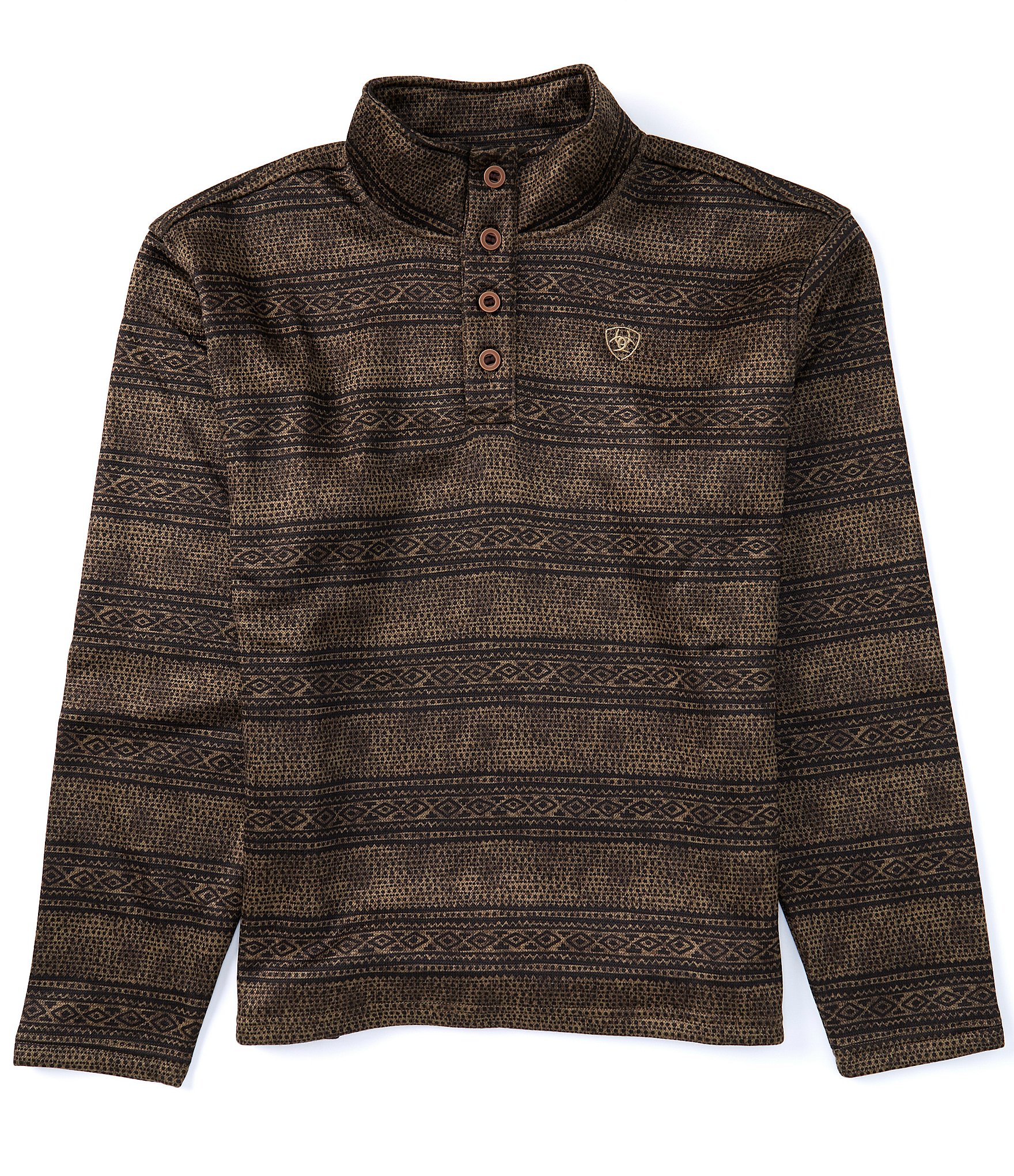 Ariat Wesley Henley Neck Long Sleeve Patterned Sweater | Dillard's