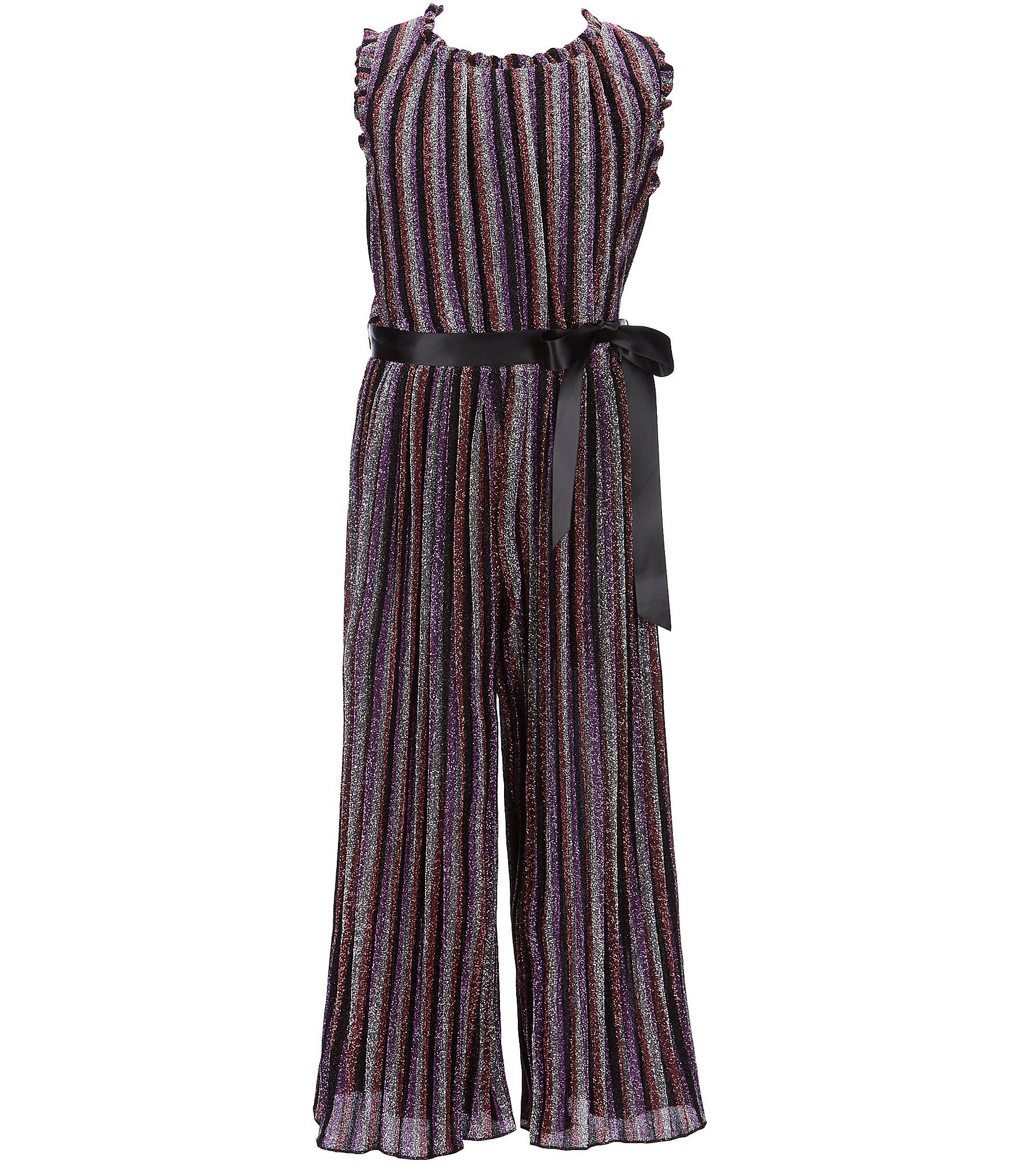 Ava And Yelly Big Girls 7 16 Lurex Stripe Jumpsuit Dillards